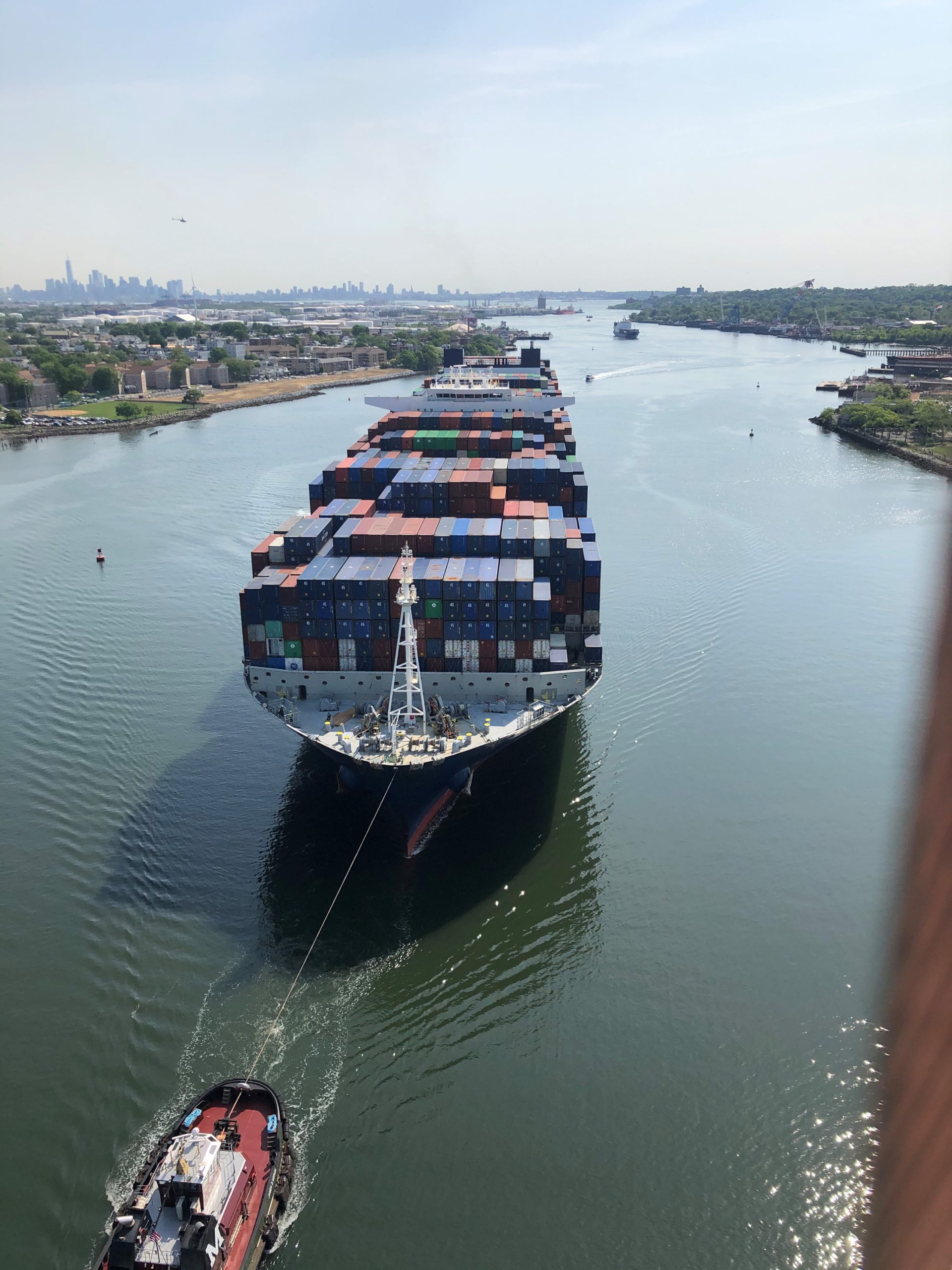 Largest Ship to Call on the East Coast Sails Under Bayonne Bridge ...